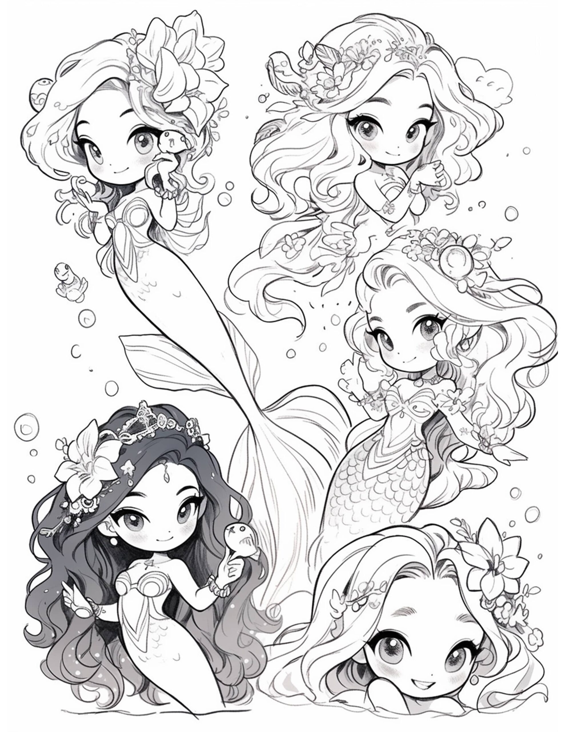 Mermaid Coloring Pages - The Poppy Jar